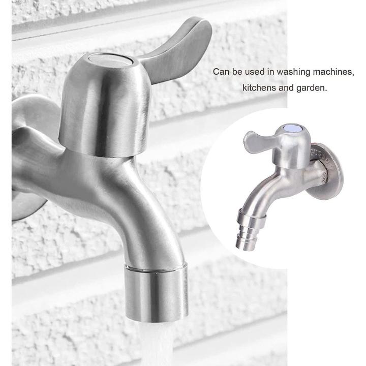 Wall Mount Washing Machine Faucet Stainless Steel Laundry Bathroom ...