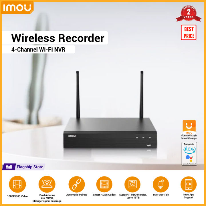 Wireless Recorder 4-Channel Wi-Fi NVR 1080P | H.265 & H.264 | Support ...