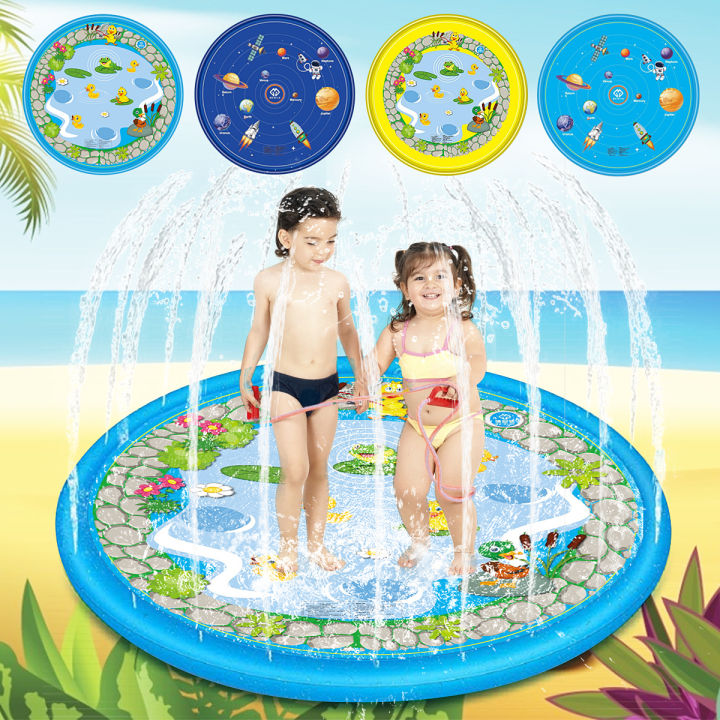 Practical Kids Inflatable Fish Shape Water Splash Play Pool Playing Sprinkler Mat Outdoor ...