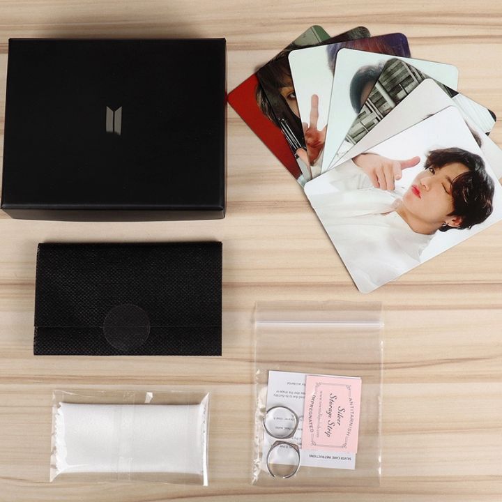 Kpop BTS Same Model Pair Ring + 7 Photo Card（Gift box packaging ...