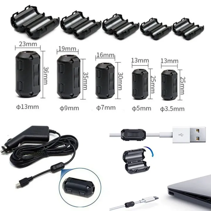 【Premium Quality】 Cover Snap Type Ring Core Ferrite Bead Clamp Black ...