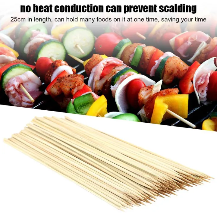100Pcs/lot 25cm 10 inch Eco-friendly Bamboo Skewers Barbecue Wood ...