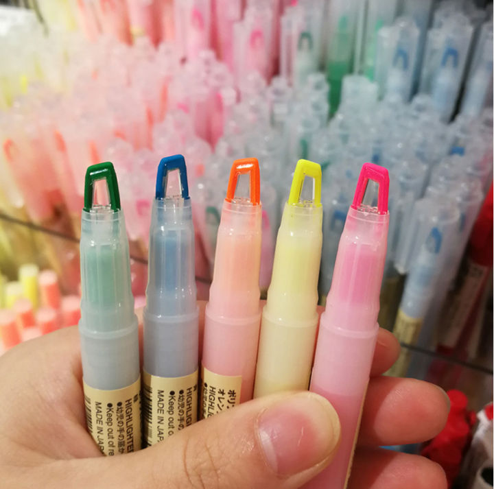 Japanese Version MUJI Stationery MUJI Fluorescent Pen Double-Headed ...