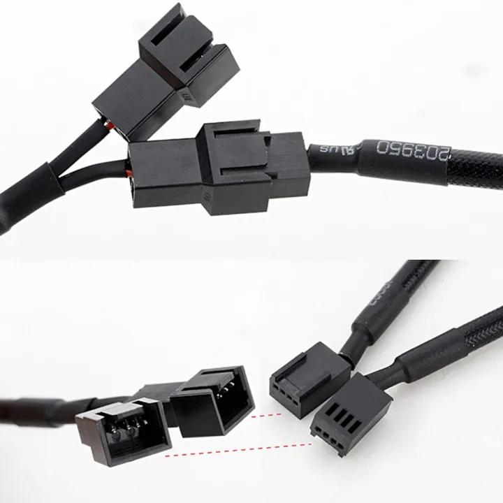 4 Pin Y Splitter Cable 4 Pin PWM Female to 3/4 Pin Motherboard CPU Fan ...