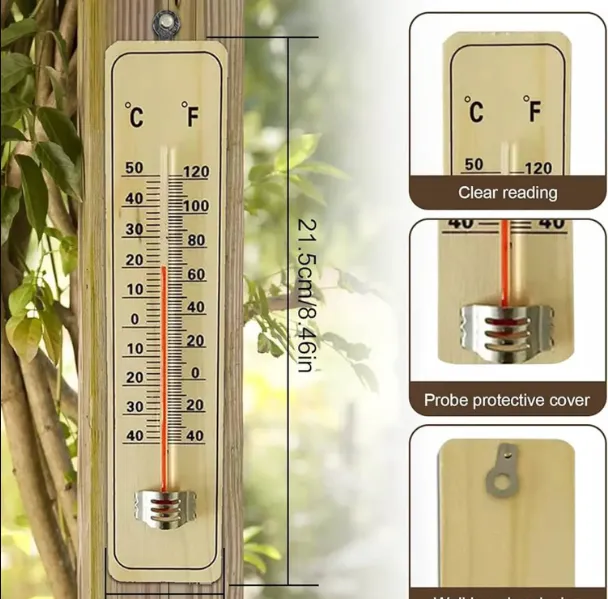Room Thermometer (Wooden & Hanging) - Wall Hang Thermometer Indoor ...