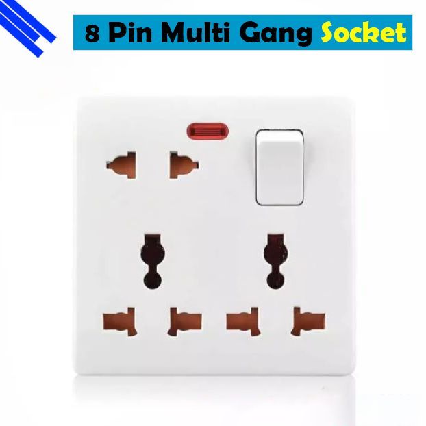 Multi Function Universal Wall Gang Socket - 8 Pin Gang Universal Socket ...