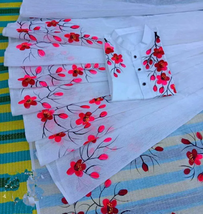 New Hand Printed Exclusive Design Combo Couple Set saree and panjabi ...