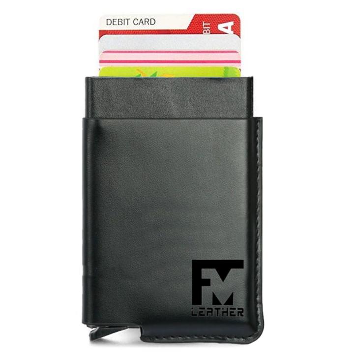 Automatic Stainless Steel Aluminum Card Holder with Leather Cover - Id ...