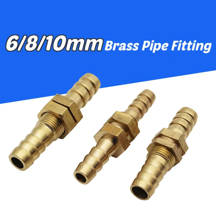6/8/10mm Bulkhead Copper Tube Pipe Fitting Barb Hose Tube Connector ...