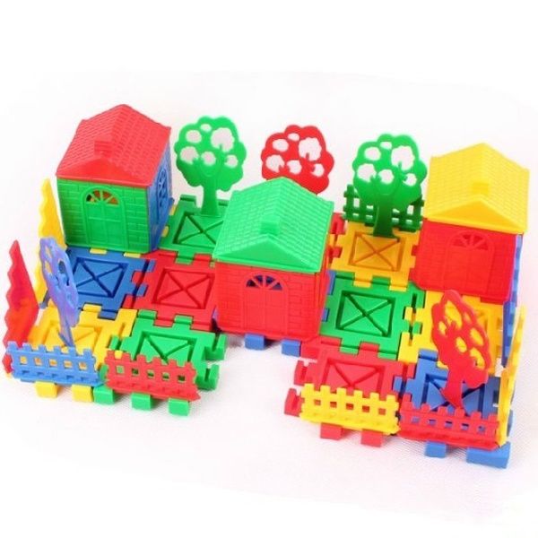 Colorful Block Set Educational House Building Blocks For Kids - 48 Pcs ...