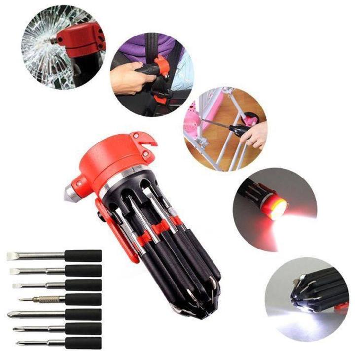 8 in 1 Multipurpose Screwdriver With Torch Light - Black and Red ...