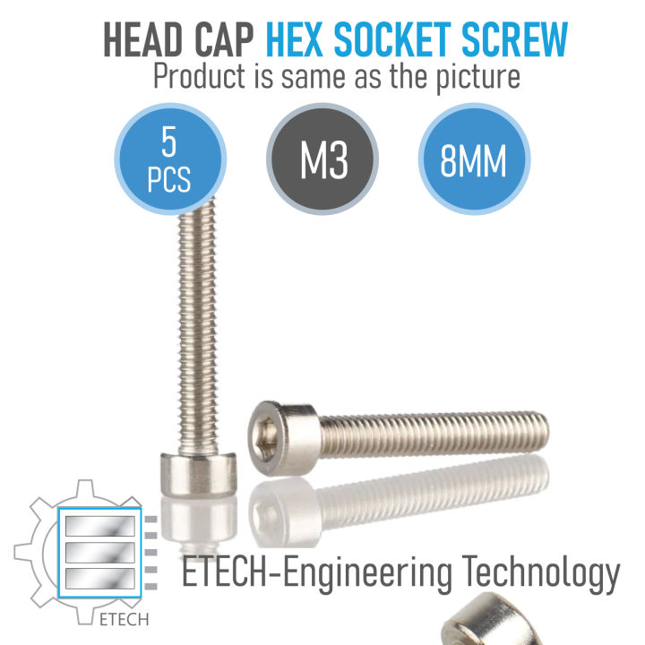5pcs M3 x 8MM Titanium Alloy Hexagon Socket Head Cap Screws M3*8 M3 X ...