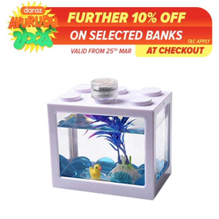 Mini Fishtank Desktop Micro-Landscape Fishtank Aquarium Kit Building ...