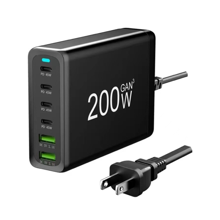 200W USB Type C Desktop Charger Multi-Port Charger with Short-Circuit ...