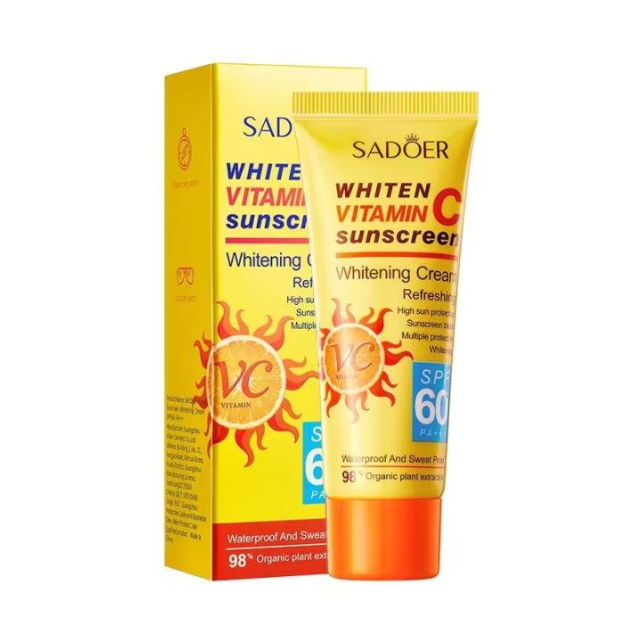 SADOER Whiten Vitamin C Refreshing 60SPF PA+++ Sunscreen Cream- 40g | Daraz.com.bd
