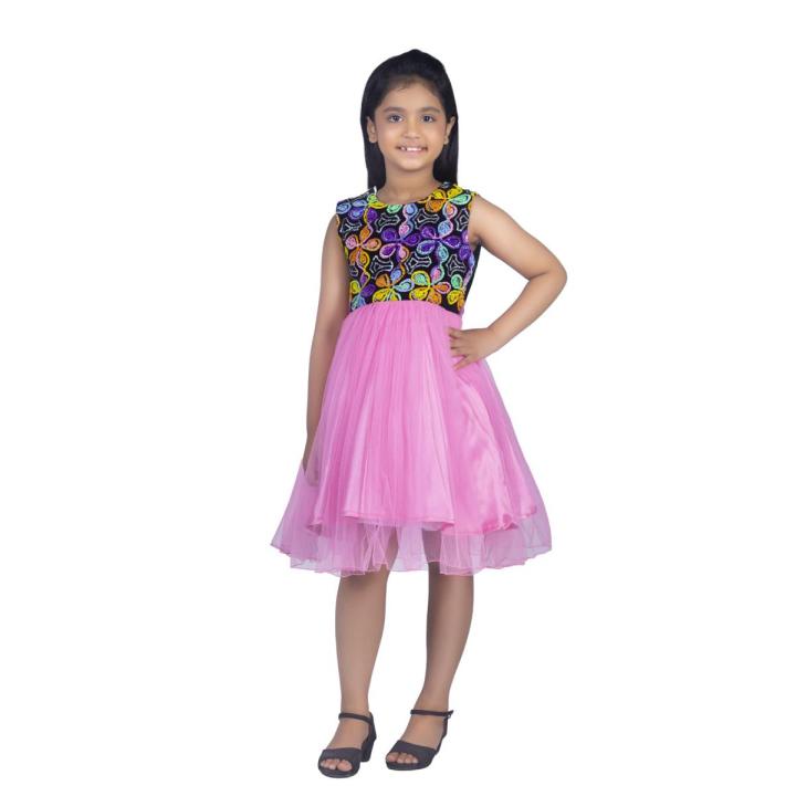 Girls Party Frock Velvet Baby Pink (GPF1018) | Daraz.com.bd