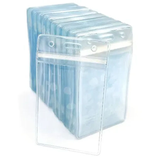 20 PCs Clear Plastic Vertical Waterproof Name Tag Zipper ID Card Holder ...