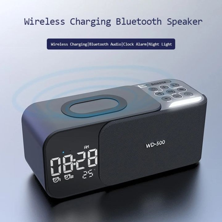 3-In-1 Wireless Charging Alarm Clock Fm Radio Bluetooth Speaker With ...