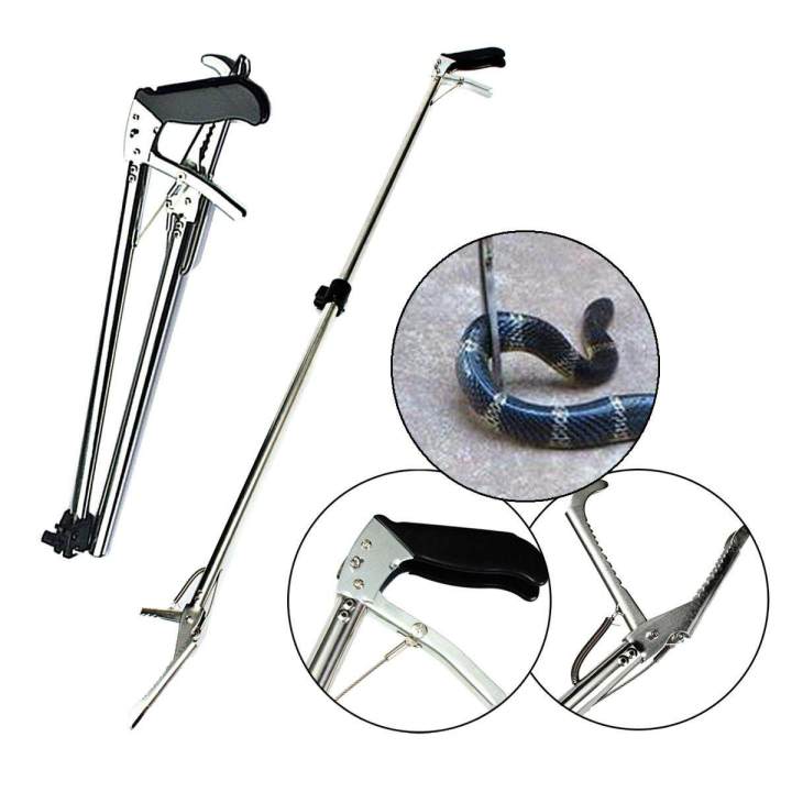 47" Reptile Snake Tongs Stick Grabber Foldable Catcher Wide Jaw Tool ...