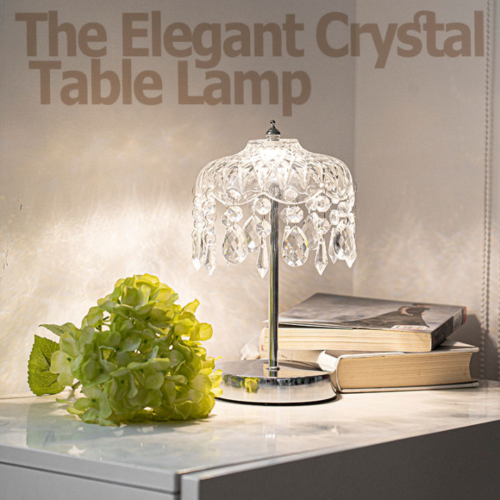 Modern Crystal Table Lamp, 3 Colors Dimmable 9 Levels Brightness ...