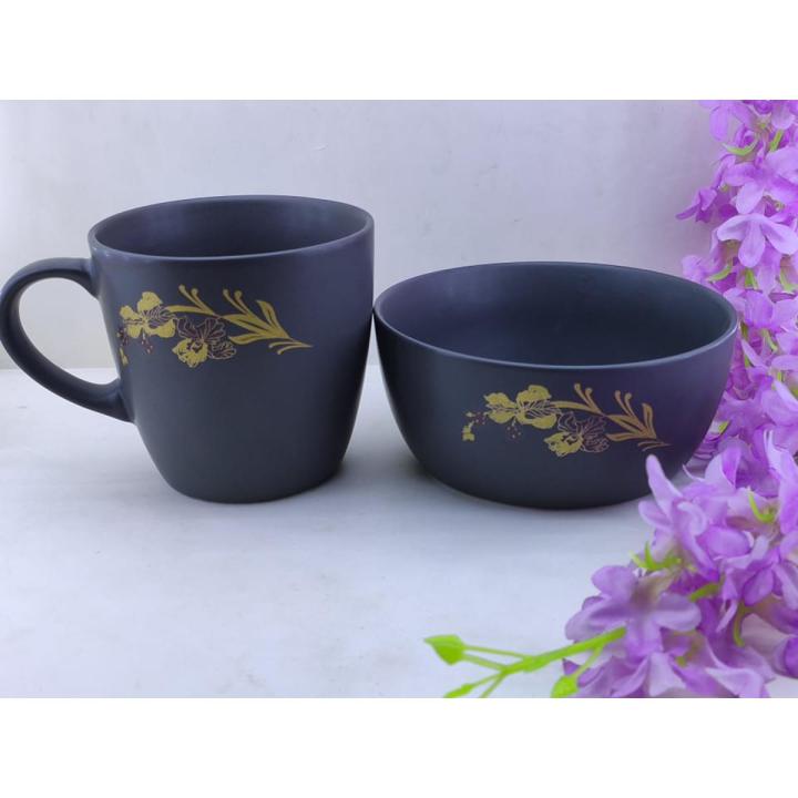ceramic mug & Bowl set, black color. - Coffee Mug | Daraz.com.bd