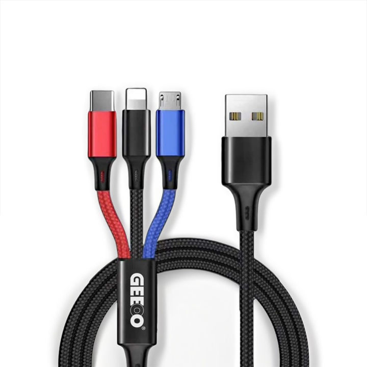 3 in 1 USB Charging Cable Fast Charger Cord Type C Micro USB iPhone ...