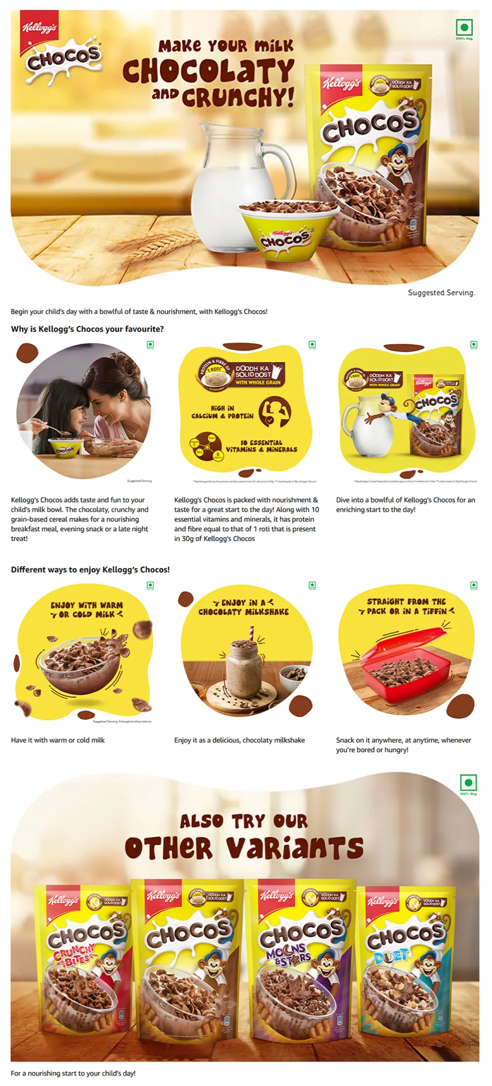 Kellogg's Chocos Chocolate Breakfast Cereal 127gm
