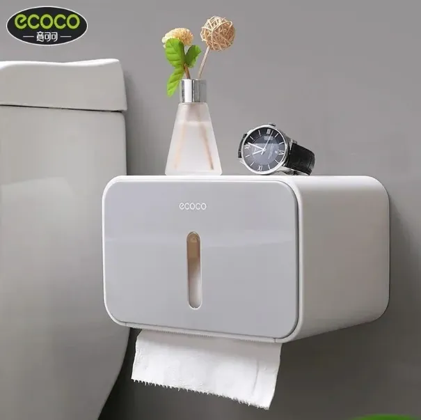 ECOCO Toilet Paper Roll Holder Wall Mounted Bathroom Tissue Box | Daraz.com.bd
