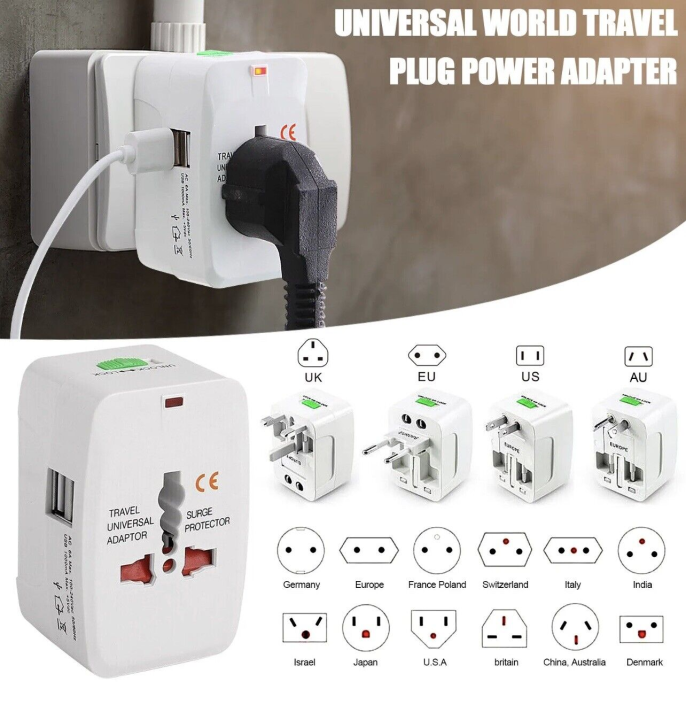 Universal USB Multi Plug Travel Adapter Power Socket international UK ...