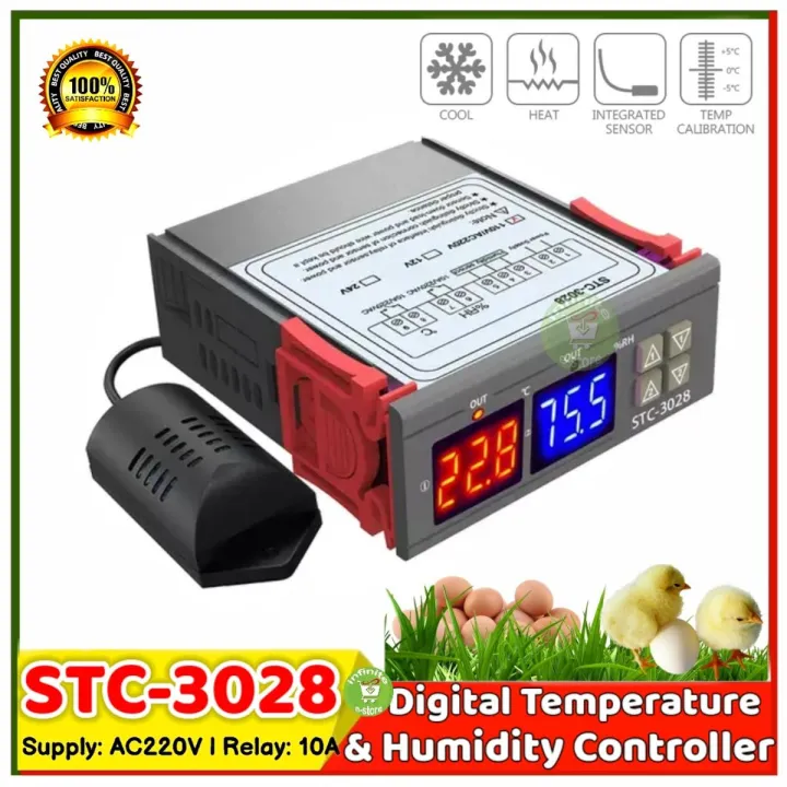 STC-3028 Digital Temperature and Humidity Controller Supply AC 220V Egg Incubator Controller ...