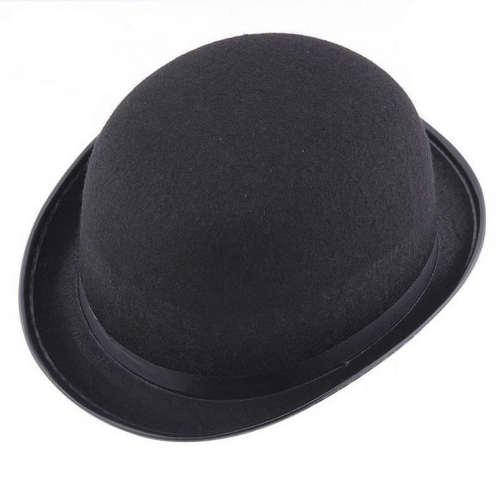 Vintage Bowler Round Top Hat Women Solid Color Trendy Roll Brim Derby ...