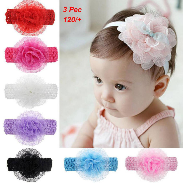 Baby hair band soft cute flower head band (3Pcs) | Daraz.com.bd