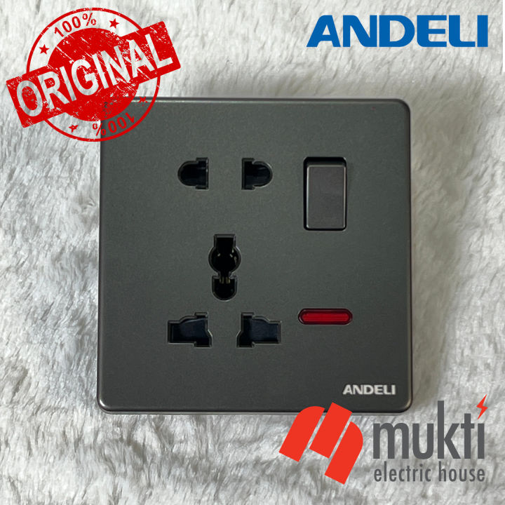 Andeli Delta Series Grey 13A Two & Three Pin Multi-Function Universal ...