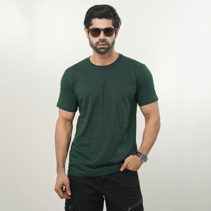Texpark's Premium Solid T Shirt - Bottle Green (TS-106) | Daraz.com.bd