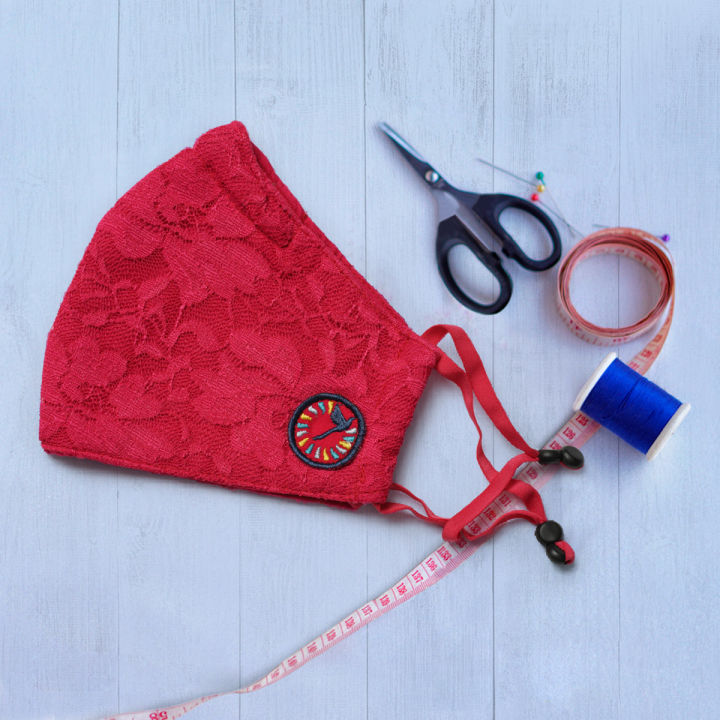 Prerona Mask Magenta Lace 4 layers Fabric Mask | Daraz.com.bd