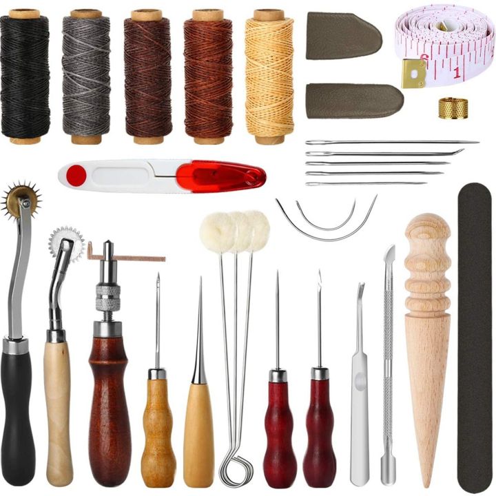 31Pcs Leat-her Sewing Tools DIY Lea-ther Craft Hand Stitching Kit with ...