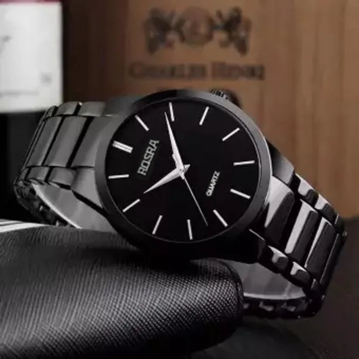 Rosra fashion Stainless steel quartz Casual Wrist Watch for man-Black ...