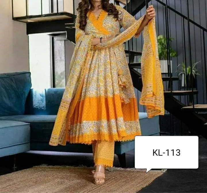 Cotton Fashionable stitched Gown designed long salwar kamez orna For ...