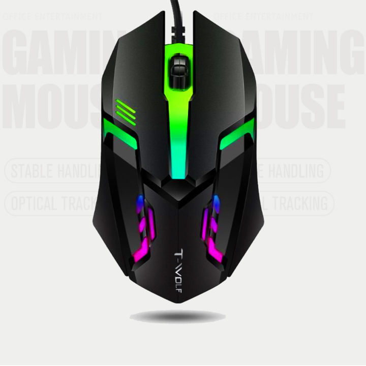 T-WOLF V1 Wired Gaming Mouse 3 Button 7 Colorful Backlight 1200 DPI | Daraz.com.bd