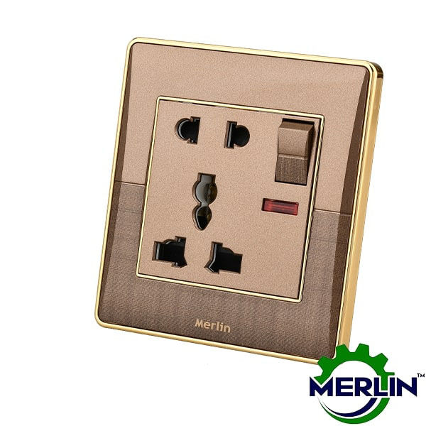 5 Pin Multi Function Combined Socket with Switch Wall Outlet with ...