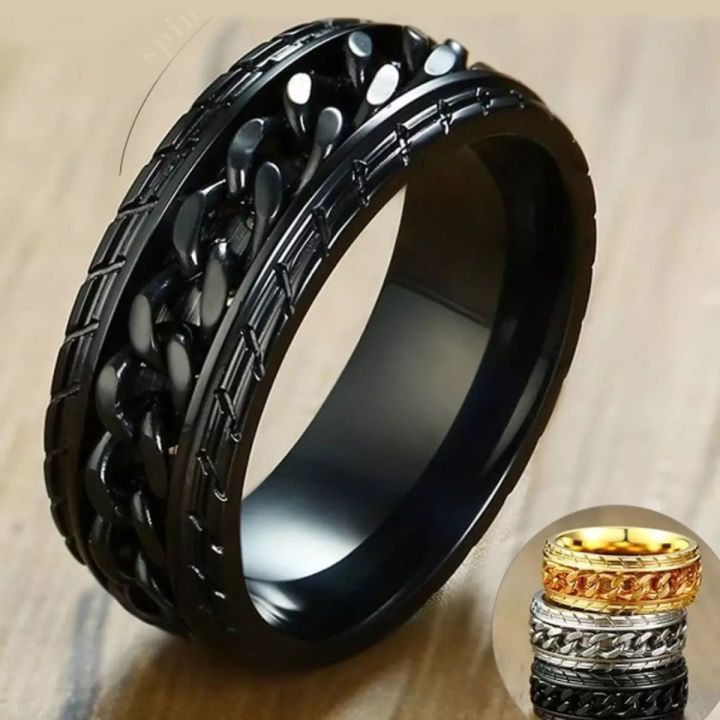 Stainless Steel Punk Chain Ring for Men | Daraz.com.bd