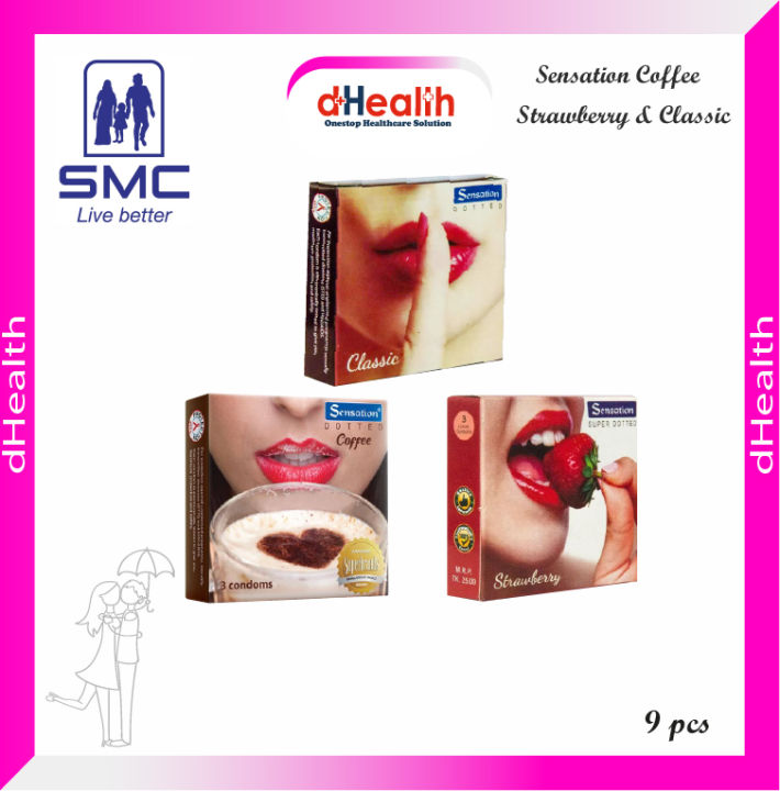Sensation Coffee, Classic, Strawberry Condoms 3's (3x3)= 9pcs Combo Pack | Daraz.com.bd