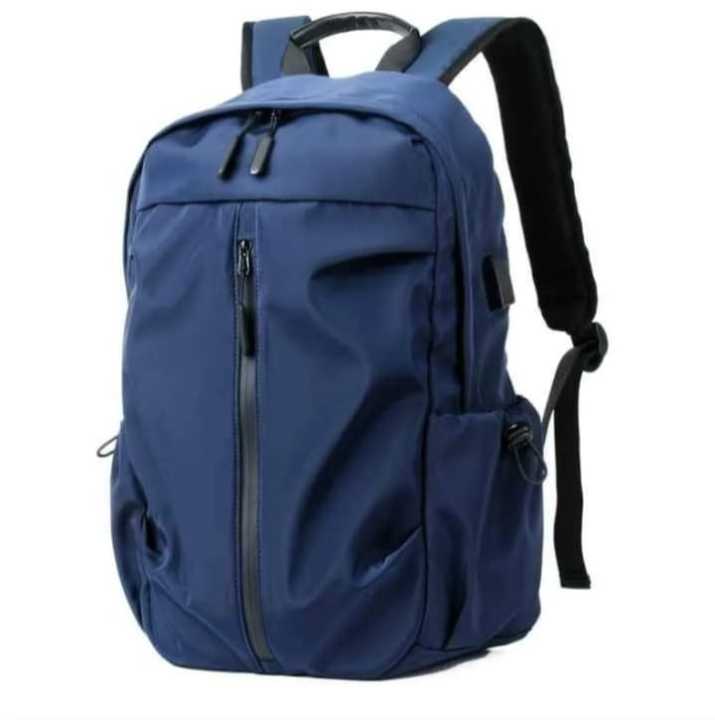 USB Backpack Men Nylon Waterproof Travel Bag New Simple Pure Color ...