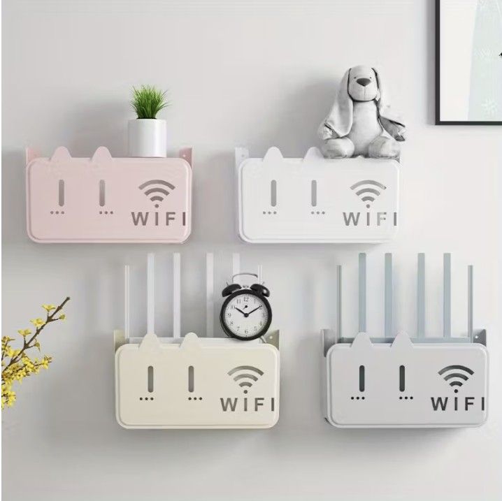 Plastic Wall Mounted WiFi Router Shelf Cute Cartoon Bear Punch-Free ...
