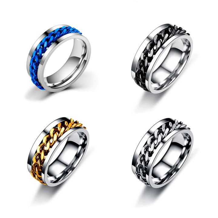 EB 8mm Rotating Stainless Titanium Steel Ring Anxiety Fidget Rings ...