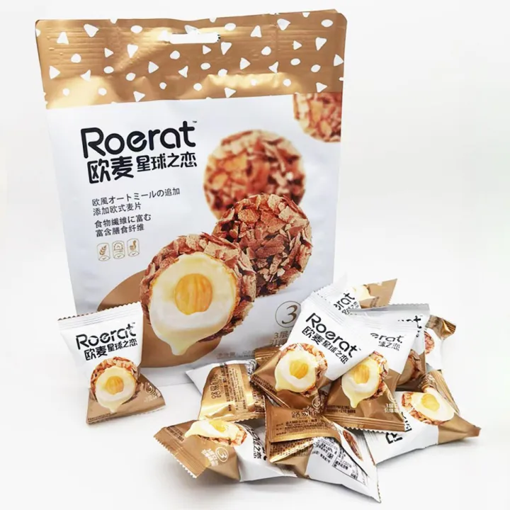 Roerat Choco Oatmeal Coating Puff Ball with Nut and White Chocolate ...