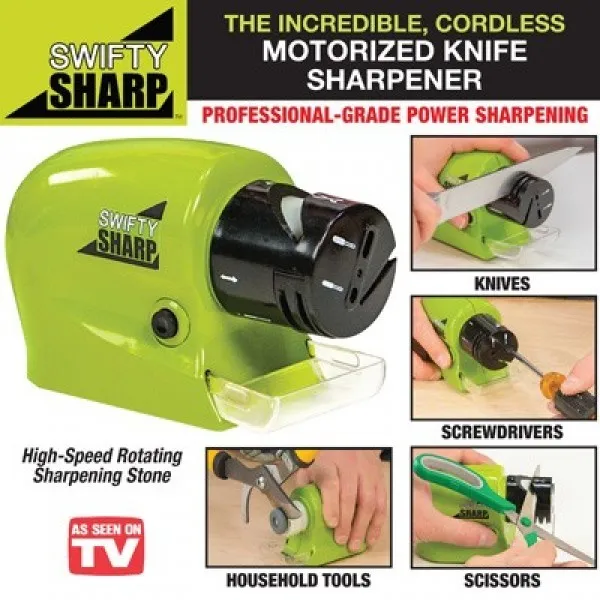 Swifty Sharp Cordless Motorized Knife Blade Sharpener Green Swift Sharp ...