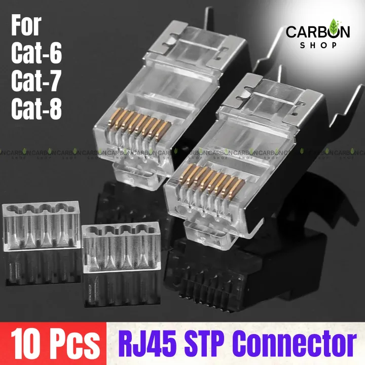 10 Pcs Rj45 Ethernet Plug Gold Plated Network Connector Cat6 Cat7 Cat8 ...