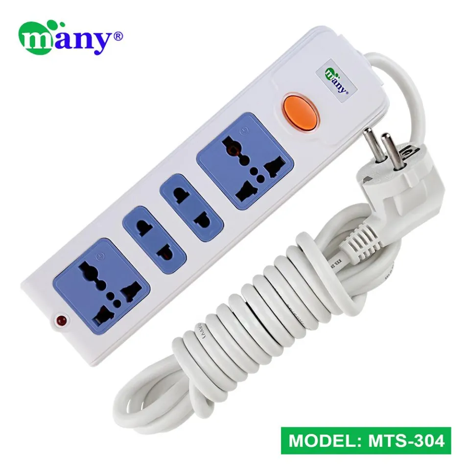 Many MTS-304 4 Port Power Strip 6 Meter | 2 Pin & 3 Pin Extension ...