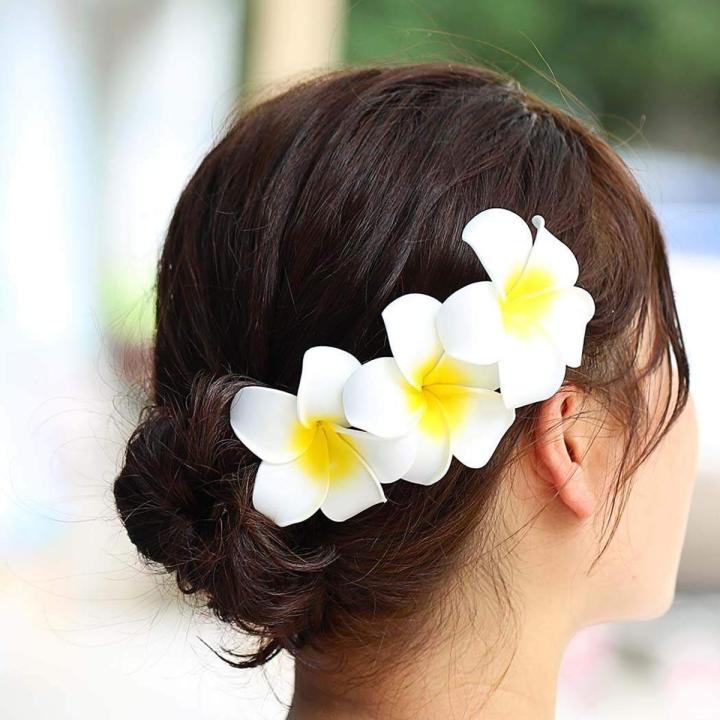 Hawaii Plumeria Flower Hair Clips 3pcs Beach Flower Foam Hair Accessory ...